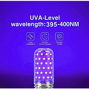 JSVSAL LED Black Lights Bulb Dimmable,10W Blacklight 100W Equivalent, AC 85-265V E26 Medium Base,UVA Level 395-400nm,Glow in The Dark for Body Paint,Blacklights Party,Fluorescent Poster (2-Pack)