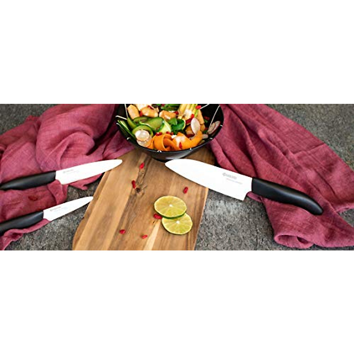 Kyocera Ceramic 5.5" Santoku Knife w/ Sugarcane Sourced Material Handle B08G1L13F1, White