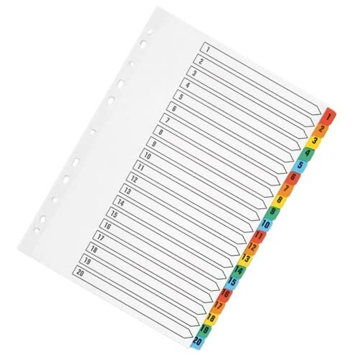 Q-Connect Index A4 Multi-Punched 1-20 Reinforced Multi-Colour Numbered Tabs KF01521