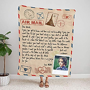 Personalized Photo Letter Blanket Throw Fleece Custom Postal Picture Gift Inspirational Moments Present to My Daughter Son from Mom Dad Customized for Husband Wife (50x60)