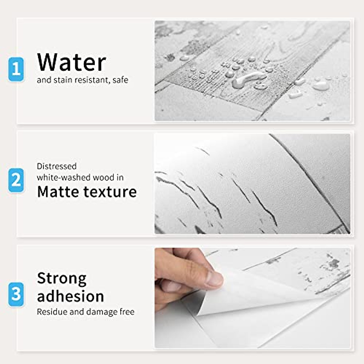 Art3d 120"x17.3" Peel and Stick Wallpaper - Decorative Self Adhesive Contact Paper for Cabinets Countertop Shelf Kitchen Wallpaper,White-Washed