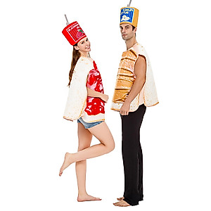 MISS FANTASY Couples Halloween Costumes - 4pcs Peanut Butter And Jelly Costumes For Adults Matching Halloween Costumes Easy Halloween Costume Diy Best Friend Costumes