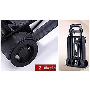 RShop Minisize Luggage Cart with 2 Wheels Lightweight Plastic Carrier Trolley Folding Hand Truck for Shopping Travel, Camping Moving and Office Use (Small Base Plate:12.6 inch X 9 inch), Black (KBGF)