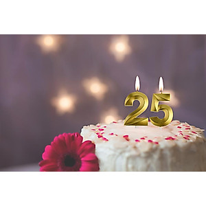 Gold 25th & 52nd Birthday Candles,Gold Number 25 52 Cake Topper for Birthday Decorations Party Decoration
