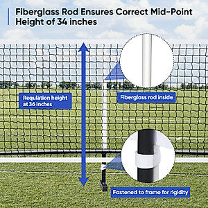 JupiterForce Pickball Net for Driveway, Portable Pickleball Net System Set with Stable Metal Frame and Regulation Size Net for Outdoor Indoor Game, with Carrying Bag