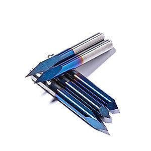 20/30/45/60/90deg 0.1mm Triangular CNC Router Bits Set, 1/8" Shank Engraving Carving V-Bit with Nano Blue Coating Sharp Pyramid Bits for Acrylic Wood MDF Aluminum Lettering Sign Making