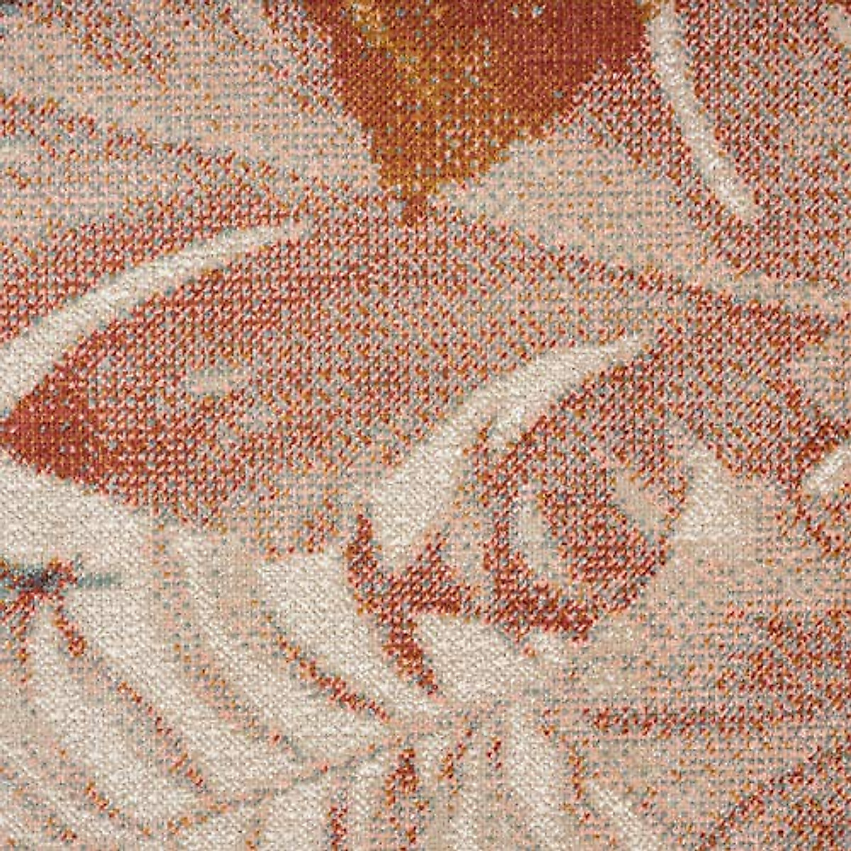 Lr Home Ox Bay Hibiscus Honey Botanical Tropical Woven Area Rug, Cream/Orange, 5'3" x 7'10"