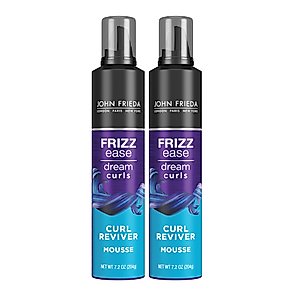 John Frieda Anti Frizz, Frizz Ease Dream Curls Curl Reviver Mousse, Enhances and Moisturizes Natural Curles, Creates a Soft Flexible Hold for Curly or Frizzy Hair, Alcohol-Free, 7.2 Oz, Pack of 2