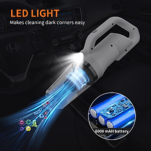 SUITU Handheld Vacuum Cordless 12000PA Powerful Suction Car Vacuum with LED Light, High Power Hand Vacuum Cleaner Cordless Rechargeable Wet Dry Hand Held Vacuuming for Pet Hair/Sofa/Stairs/Car