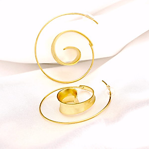 Earrings Spiral Hanging - Gold Plated - 925 Sterling Silver - Boho Spiral Stud Earrings - Gift Box