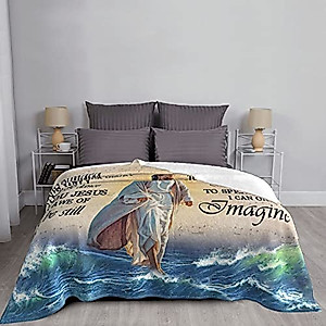 TRUDAY Jesus Christ Blanket Christian Religious Throw Faith Inspirational Gifts for Women Men Warm Soft Plush Lightweight Fleece Flannel Winter Bedding Kids 40''x50''