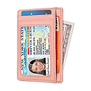 GH GOLD HORSE Slim RFID Blocking Card Holder Minimalist Leather Front Pocket Wallet for Women