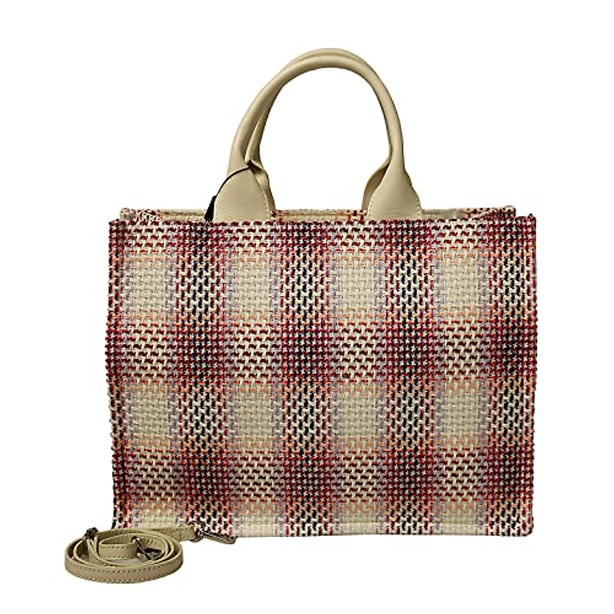 Pierre Cardin Large Pink Structured Tweed Canvas Shopper Tote for womens