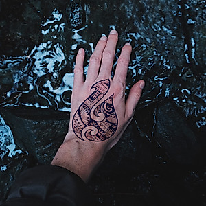 CUTELIILI 10 Pcs Viking Face Tattoo Aztec Tattoo for the Back of Hands and Forearms, Cool Bule Tribal Tattoo Sleeves Men Long Lasting