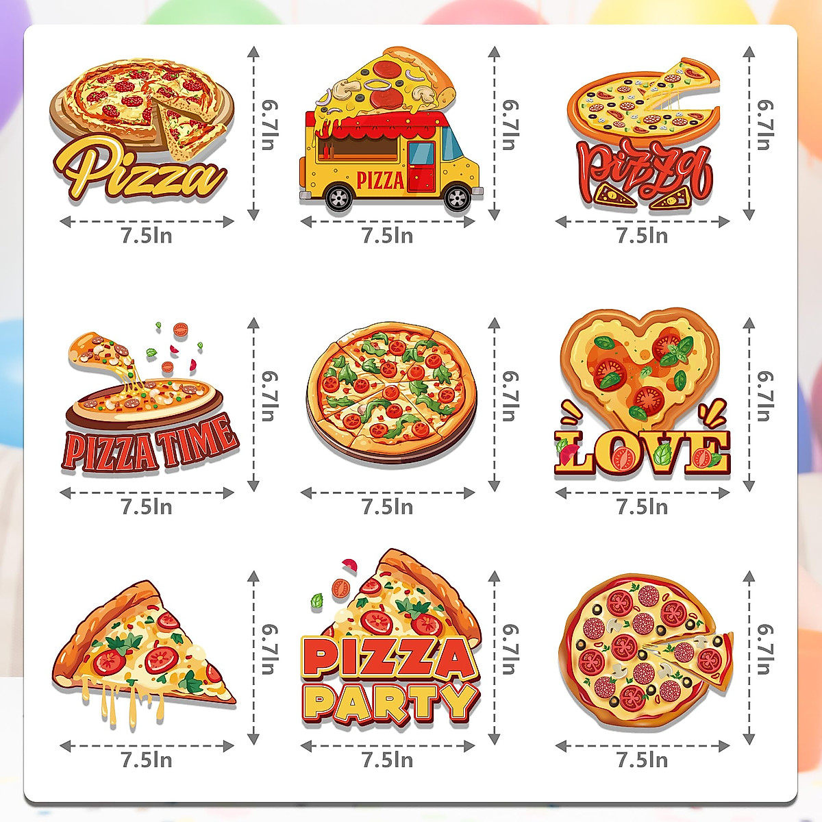 9PCS Pizza Centerpieces for Tables - Pizza Party Decorations Pizza Table Decorations Pizza Theme Party Supplies for Birthday Baby Shower Pizza Party Game Pizza Party Favors