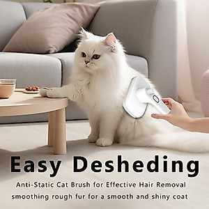 Cat brush with negative ions,Self Cleaning Slicker Brush for Dogs & Cats with Release Button,Cat Brush for Long or Short Haired Cats,Cat Brushes for Indoor Cats Shedding,Calming dogs and cats