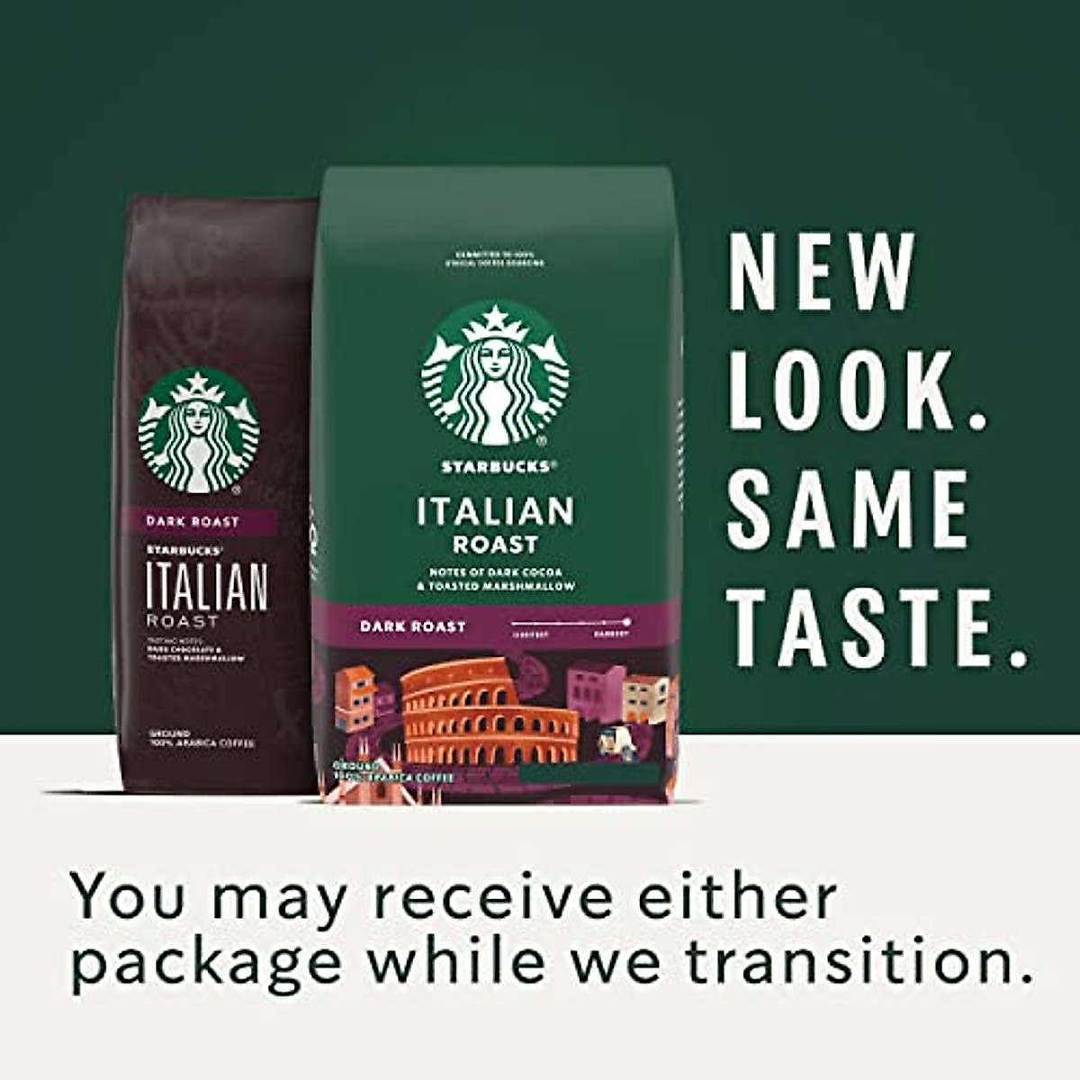 Starbucks Whole Bean Coffee—Dark Roast Coffee—Italian Roast—100% Arabica—6 bags (12 oz each)