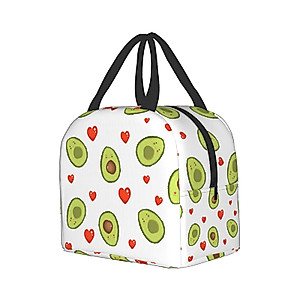 Avocado Heart Kawaii Lunch Box Travel Bag Picnic Bags Insulated Durable Shopping Bag Back To School Reusable Waterproof Bags For Man Woman Girls Boys