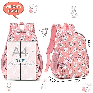BTOOP Kids Backpack Girls Cute Bunny Toddler School Bag Preschool Kindergarten BookBag Nursery Small Daypack with Chest Strap