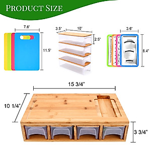 vchin Cutting Board with Containers, Lids, Graters, Large Bamboo Chopping Board with Juice Groove, Kitchen Meal Prep Station - Sturdy, Organized, Easy to Use and Clean