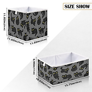 Takiito Black Cats Storage Cube with Handles, Foldable Fabric Storage Bin Foldable for Closet Shelf, 11x11x11 in