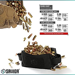 Savior Equipment Loose Sacs 4-Pack Tactical Ammo Pouch Firearm Ammunition Carrier Bag, ID Patches Included, Rifle Carbine Pistol Revolver Ammos Transportation Soft Case Hunting Shooting Range Gear