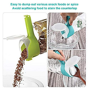 4pcs Food bag clipswith Pour Spouts, Great Clips Bags for Kitchen, Suitable for Small Particle Food, Liquid,Flour and Baby Food Storage Organizer