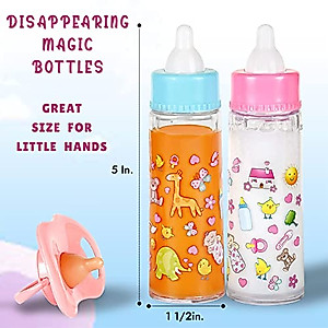 Exquisite Buggy My Sweet Baby Disappearing Magic Bottles - Includes 1 Milk, 1 Juice Bottle with Pacifier for Baby Doll (Colorful)
