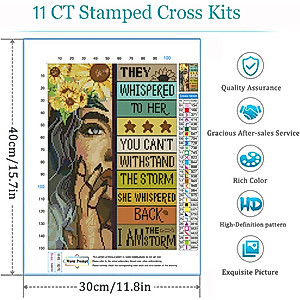 Inspirational Cross Stitch Kits for Adults - Stamped Crossstitching Kits Preprinted 11 Count Cross-Stitch Kit for Beginner, 11CT Prestamped Easy Pattern Needlepoint Kits Crafts Decor 11.8x15.7inch