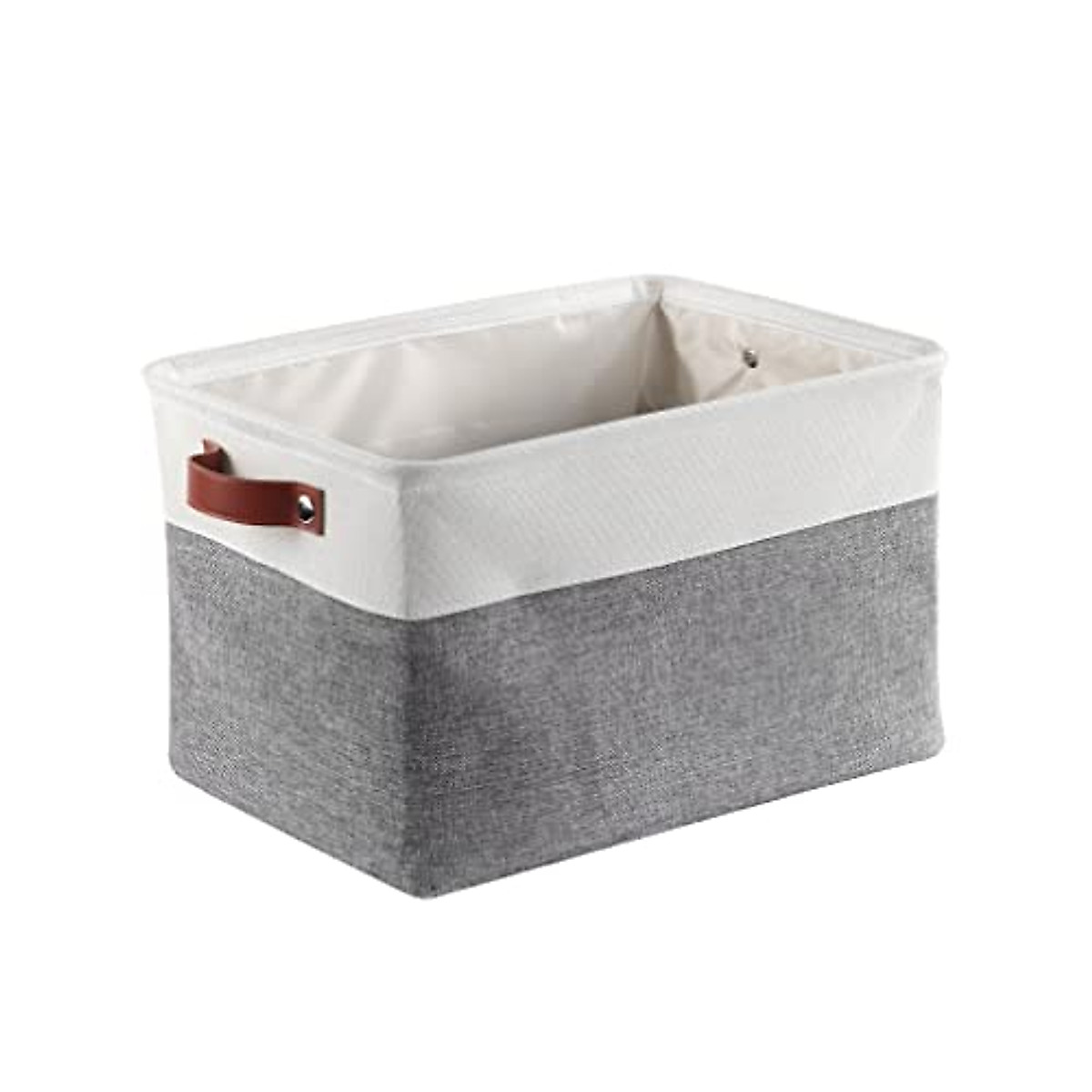 Aeiniwer MANZOO Storage Baskets for Shelves, Closet Storage Bins for Organization, Fabric Bins Cube W/Handles for Organizing Shelf Nursery Home Closet,3PC Pack,Grey/white
