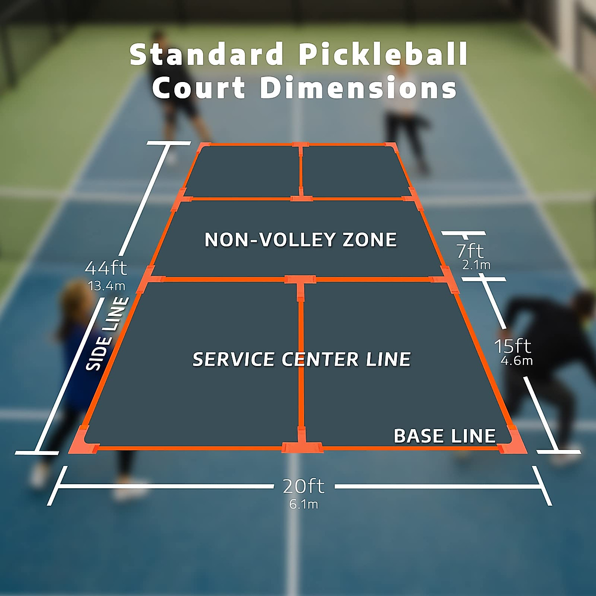 A11N Pickleball Court Marking Kit - Temporary Pickleball Boundary Lines in Standard Court Dimensions, No Measurement Required, Neon Orange
