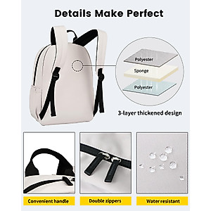 Vorspack Backpack for Men and Women - Lightweight Backpack Classical Basic Bookbag with Multi-pockets Casual Daypack for College Workplace Travel - Beige