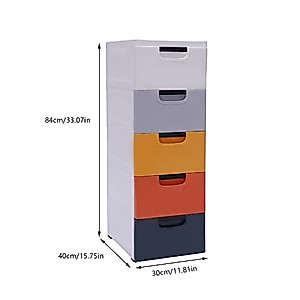 Narrow Plastic Drawers Dresser with 5 Drawers, 15.75 x 11.81 x 33.07inches Plastic Tower Closet Organizer with Wheels Suitable for Apartments Condos And Dorm Rooms, Gdrasuya10 (Colorful B)