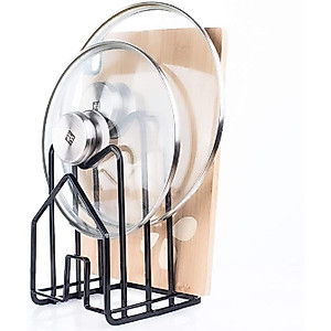 LINFIDITE Cutting Board Holder Chopping Boards Organizer Holder Kitchen Countertop Pot Pan Lids Rack Kitchenware Organizer Flat Steel 4.92 x 5.7 x 8.47 in. Black