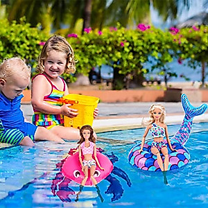 9 Pack Pool Floaties for Girl Dolls Swimming Pool Party Ring Inflatable Drink Holder for 11.5" Girl Dolls Cup Coasters for Kids Pool Toys