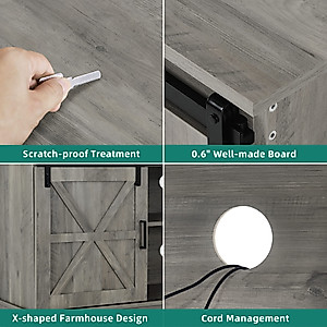 YITAHOME Farmhouse TV Stand for 65/60/55 Inch, Modern Entertainment Center with Sliding Barn Door, Wood TV Media Console Storage TV Cabinet for Living Room for 300lbs, Rustic Grey