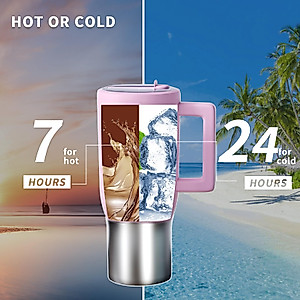 Barpertik 20 oz Tumbler with Handle Flip Straw,100% Leak Proof Coffee Mug Water Bottle,Insulated Cup Reusable Stainless Steel Travel Mug,Gifts for Women,Pink sand