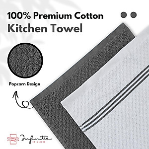 Infinitee Xclusives Premium Kitchen Towels – Pack of 6, 100% Cotton 15 x 25 Inches Absorbent Dish Towels - 425 GSM Tea Towel, Terry Kitchen Dishcloth Towels- Grey Dish Cloth for Household Cleaning