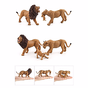 Warmtree Simulated Wild Animals Model Realistic Plastic Animal Action Figure for Collection (Lions Family)