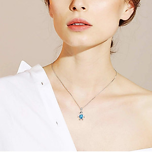 AOBOCO Aquamarine Blue Penguin Necklace for Women Penguin Necklace for Women Sterling Silver Penguin Jewelry Gift for Daughter