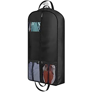 MISSLO 43" Heavy Duty Garment Bags for Travel 6" Gusseted Suit Bags for Closet Storage 4 Handles Hanging Clothes Bag with Pocket Mens Suit Cover for Shirts, Coats, Dresses
