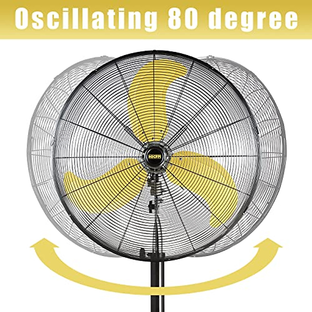 HiCFM YELLOW PEDESTAL FAN (30" Oscillating Pedestal Fan)