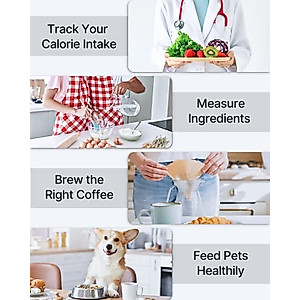 RENPHO Digital Food Scale, Kitchen Scale Weight Grams and oz for Baking, Cooking and Coffee with Nutritional Calculator for Keto, Macro, Calorie and Weight Loss with Smartphone App, Stainless Steel