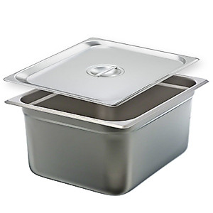 Tiger Chef 6-inch 1/2 Half-Size 22 Gauge Stainless Steel Anti-Jam Steam Table Pan with Lid