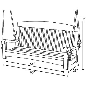 Rockerman 5in Outdoor Porch Swing (Dark Walnut) 29H*72W*28 D inch