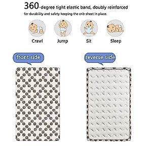 Doodle Themed Fitted Crib Sheet,Standard Crib Mattress Fitted Sheet Soft and Breathable Bed Sheets - Baby Crib Sheets for Girl or Boy,28“ x52“,Dark Taupe Pearl