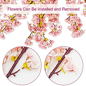 Houele Cherry Blossom Branches, 39 Inch Long Stem Artificial Flowers Cherry Blossom Tree Silk Fake Flowers for Vase Room Office Bedroom DIY Decor, Wedding, Indoor and Outdoor (3 Pcs Pink)