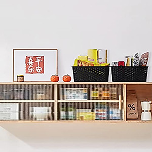 Kekow 6-Pack Black Plastic Storage Basket, 9.92" L x 7.56" W x 4" H