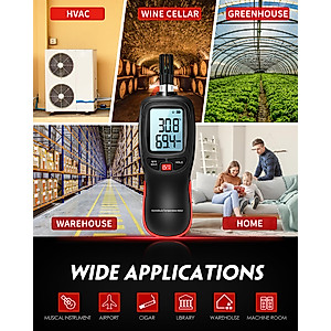 APOMONO WT83 Temperature Humidity Meter, High Precision Thermometer Hygrometer with Ambient Dew Point Wet Bulb Temperature Indoor Outdoor, Max/Min Data Hold, 1000 Sets Data Log, Batteries Included