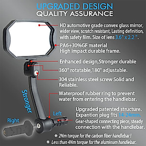 BriskMore Bar End Bike Mirrors, High–Definition Convex Glass Lens for E-Bike Handlebars, Scratch Resistant, Safe Rearview 1 Pair Bicycle Mirror BT-015(Right And Left Side)